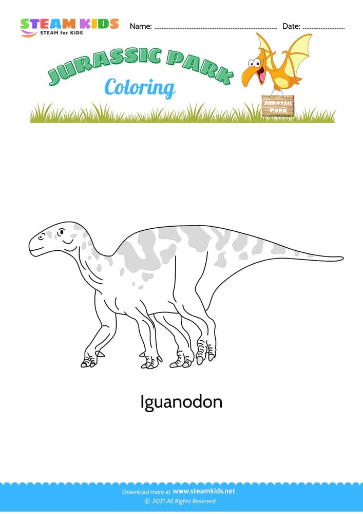 Free Coloring Worksheet - Color the Dinosaur - STEAM KIDS