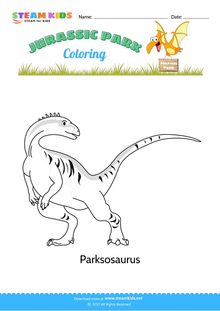 Free Coloring Worksheet - Color the Dinosaur - STEAM KIDS