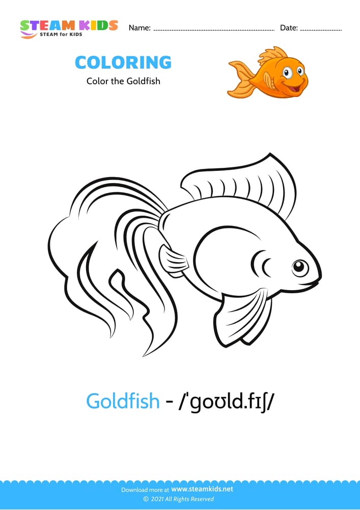 Free Coloring Worksheet - Color the Goldfish - STEAM KIDS