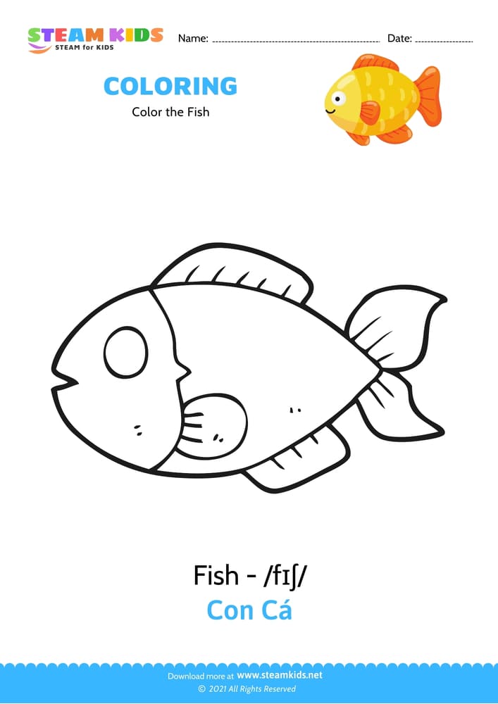 Coloring Worksheets - Animals Coloring - Fishes - STEAM KIDS