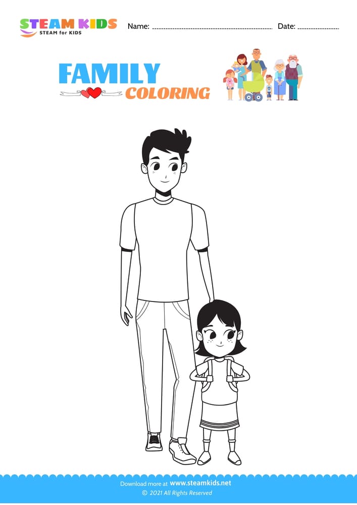 Coloring Worksheets - Coloring Topic - Family - STEAM KIDS