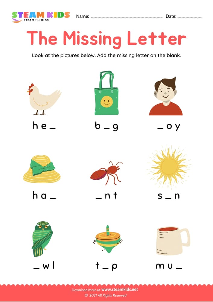 Free English Worksheet The Missing Letter Worksheet 1 STEAM KIDS free-english-worksheet-the-missing-letter-worksheet-1-steam-kids