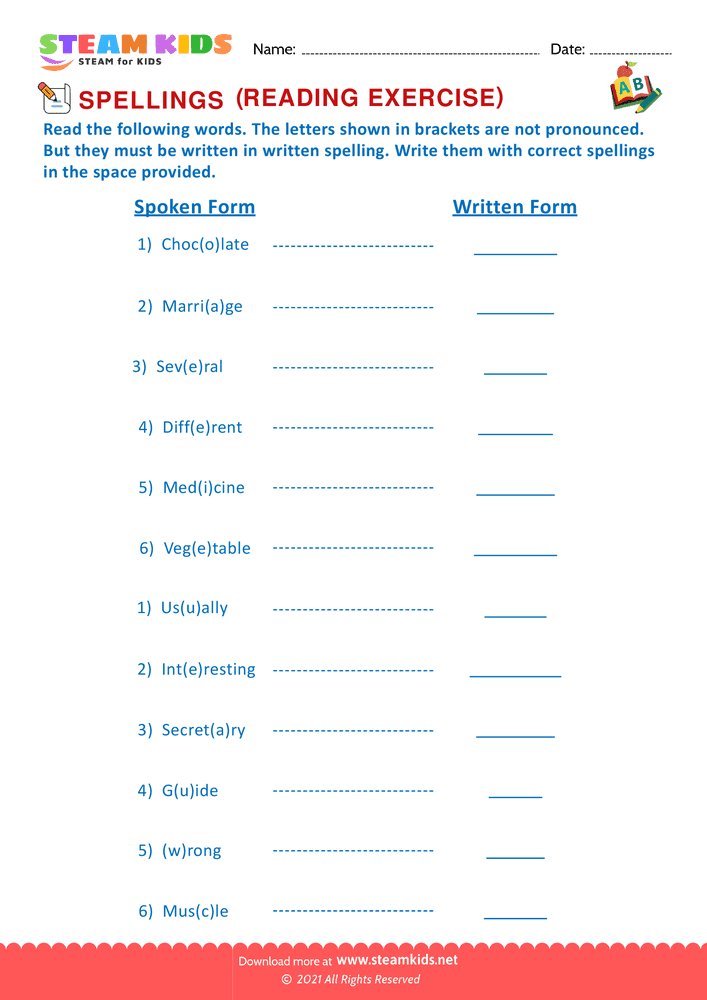 Reading exercise Worksheet For Grade 1 - STEAM KIDS