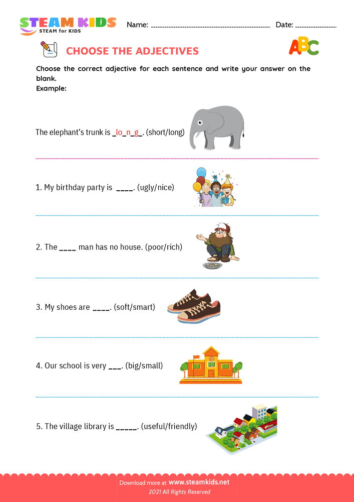 Free English Worksheet Choose Adjectives Worksheet 1 STEAM KIDS free-english-worksheet-choose-adjectives-worksheet-1-steam-kids