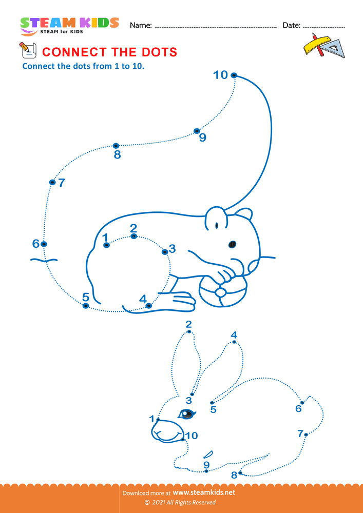 Connect the Dots - Numbers Worksheet For Preschool - STEAM KIDS