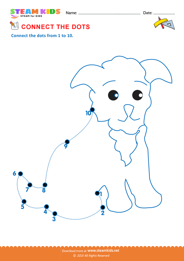 Connect the Dots - Numbers Worksheet For Preschool - STEAM KIDS