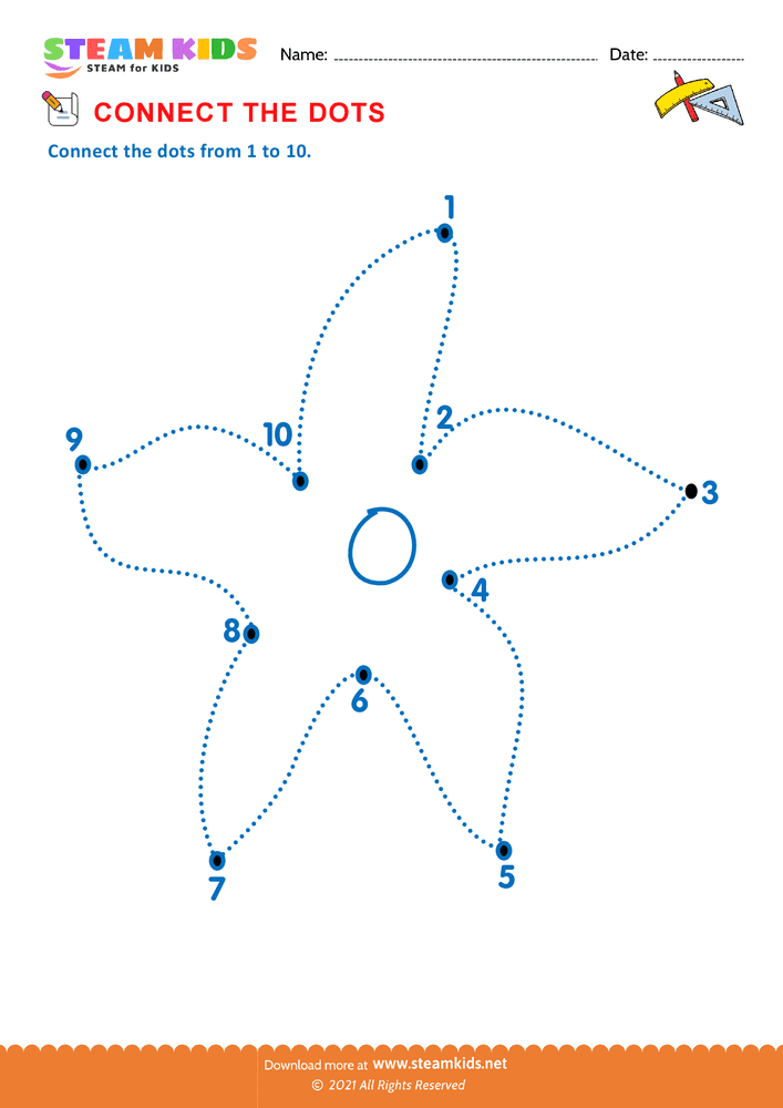 Free Math Worksheet - Connect the Dots - Worksheet 5 - STEAM KIDS