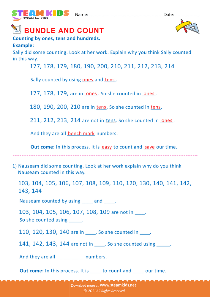 Bundle and Count - Counting Worksheet For Grade 2 - STEAM KIDS