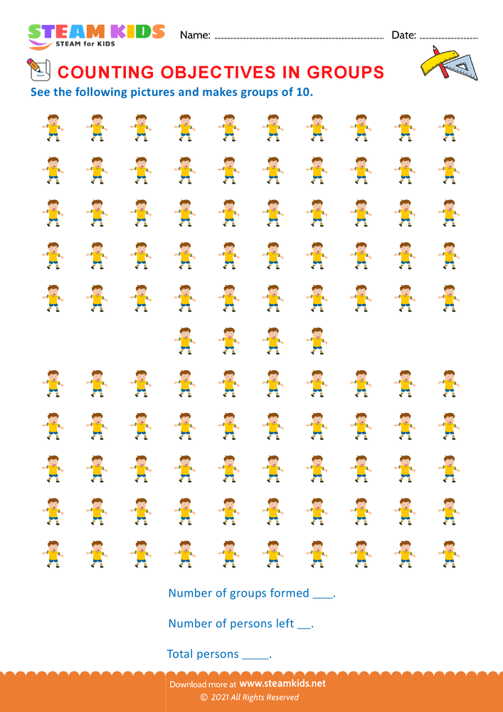 Free Math Worksheet - Counting Objectives in Groups - Worksheet 3 ...