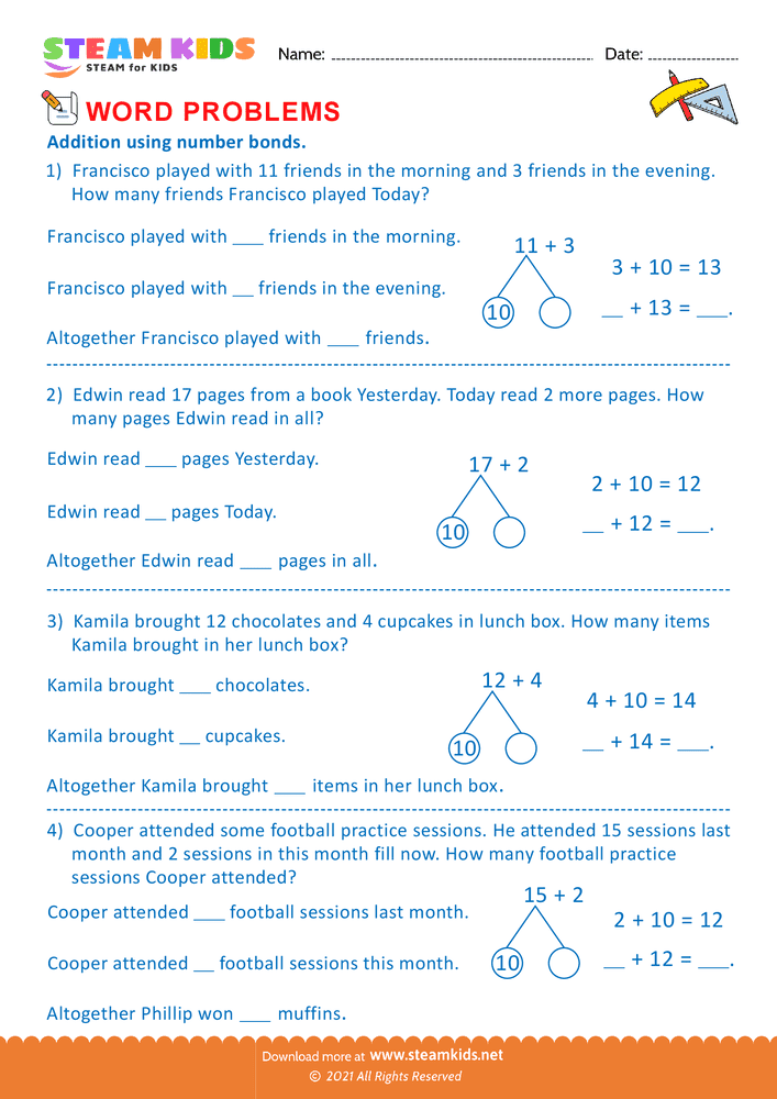 Number Bonds Grade 1 - STEAM KIDS