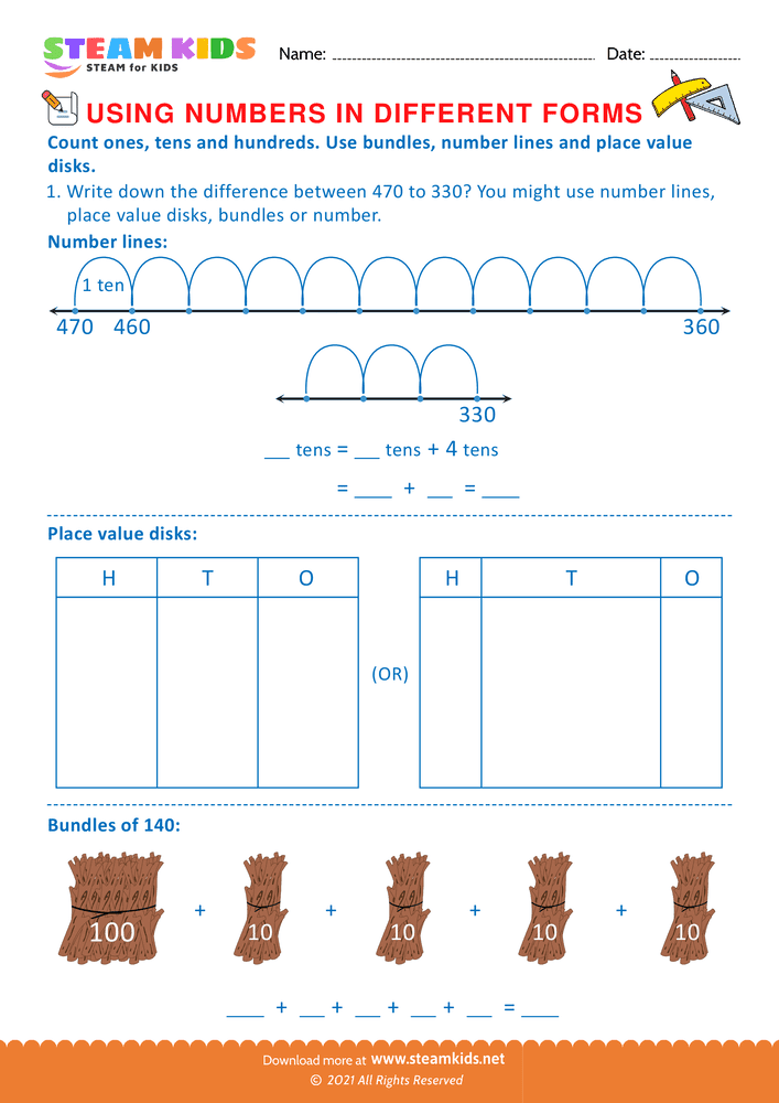 Draw Numbers in Unit Forms - Numbers Worksheet For Grade 2 - STEAM KIDS