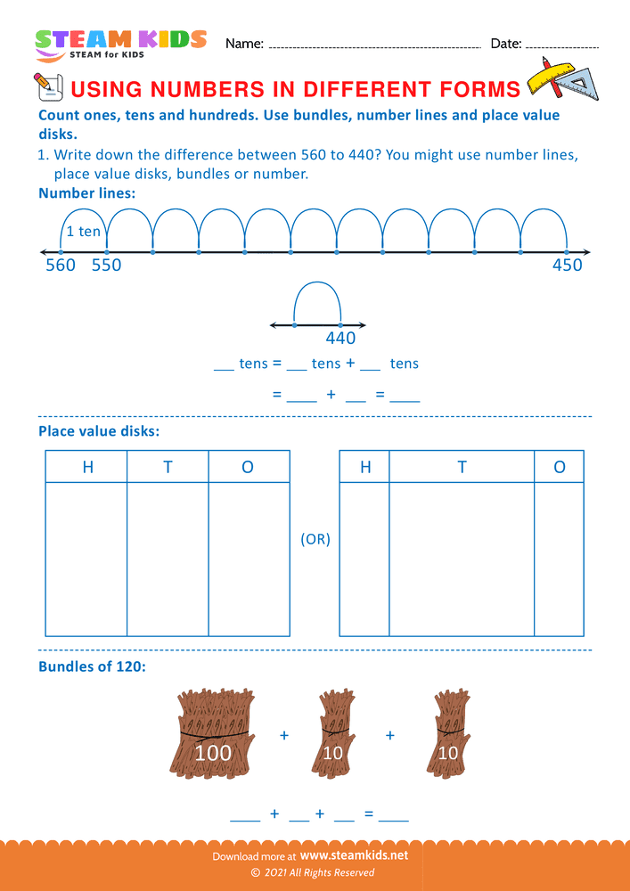 Draw Numbers in Unit Forms - Numbers Worksheet For Grade 2 - STEAM KIDS