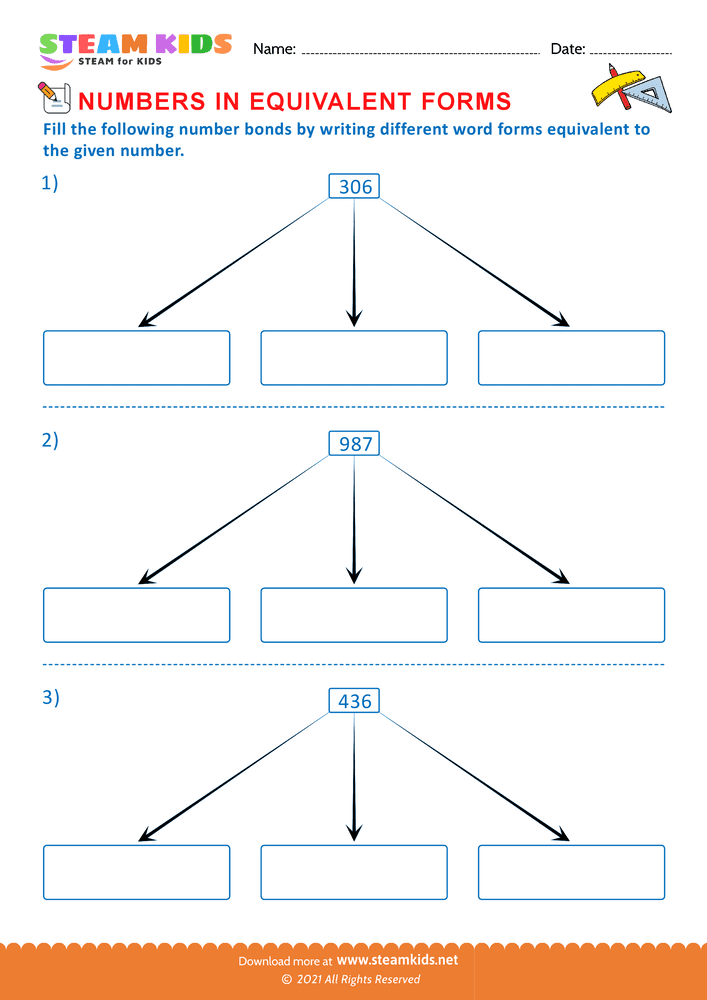 Write Numbers in Unit Forms - Numbers Worksheet For Grade 2 - STEAM KIDS