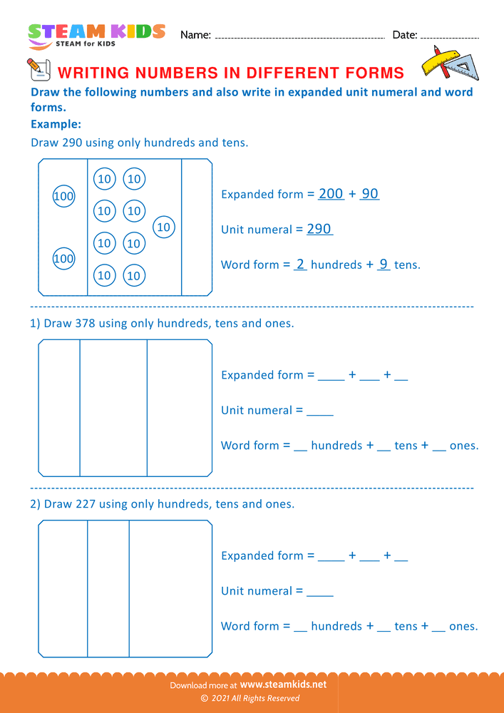 Free Math Worksheet - Draw the following number - Worksheet 1 - STEAM KIDS