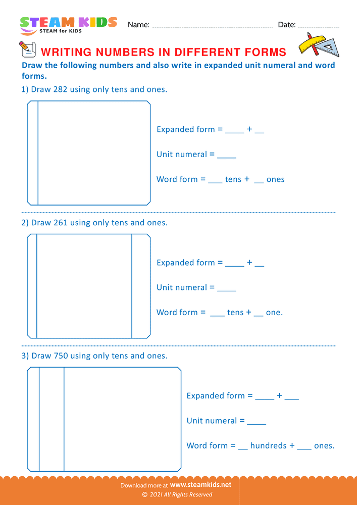 Writing Numbers in Different Forms - Numbers Worksheet For Grade 2 ...