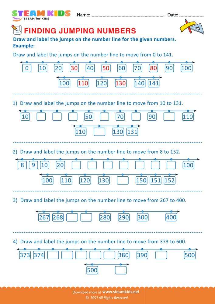Free Math Worksheet - Finding jumping Numbers - Worksheet 1 - STEAM KIDS