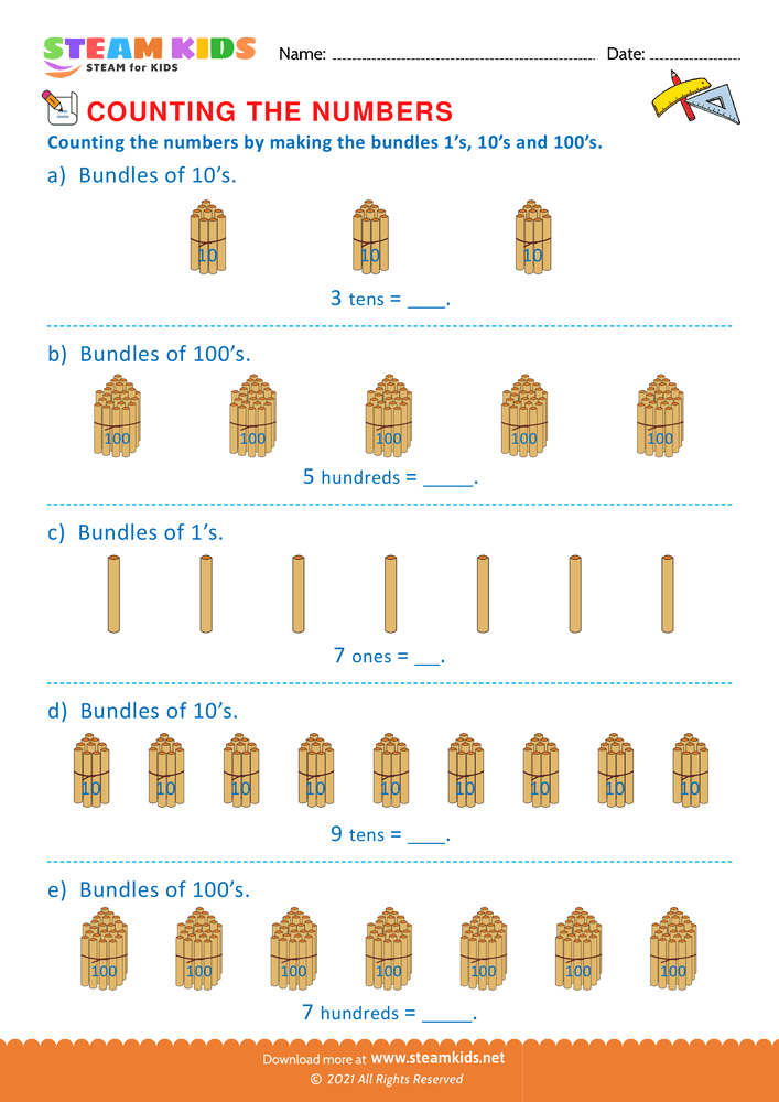 Counting numbers - Numbers Worksheet For Grade 1 - STEAM KIDS