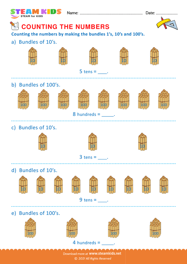 Counting numbers - Numbers Worksheet For Grade 1 - STEAM KIDS
