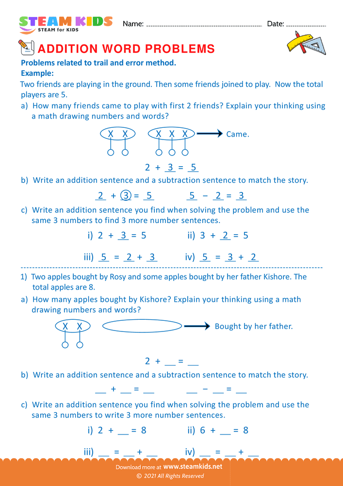 Free Math Worksheet - Using trail & error method - Worksheet 1 - STEAM KIDS