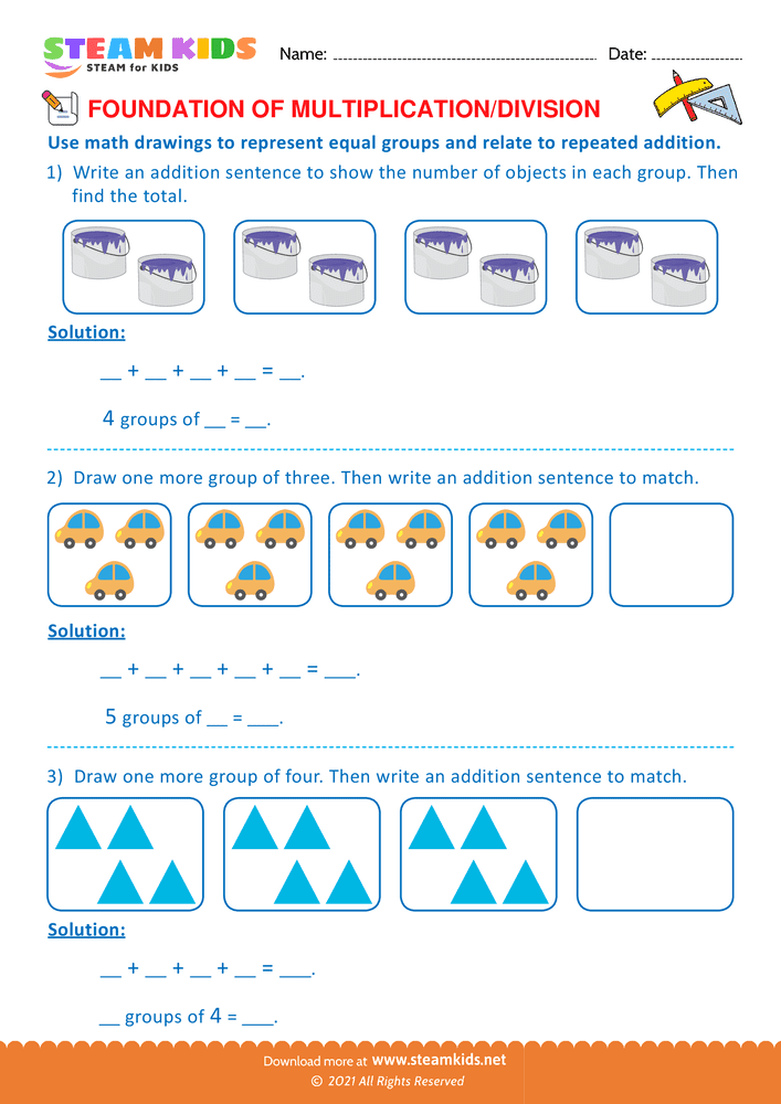 Foundation of Multiplication and Division - Addition Worksheet For ...