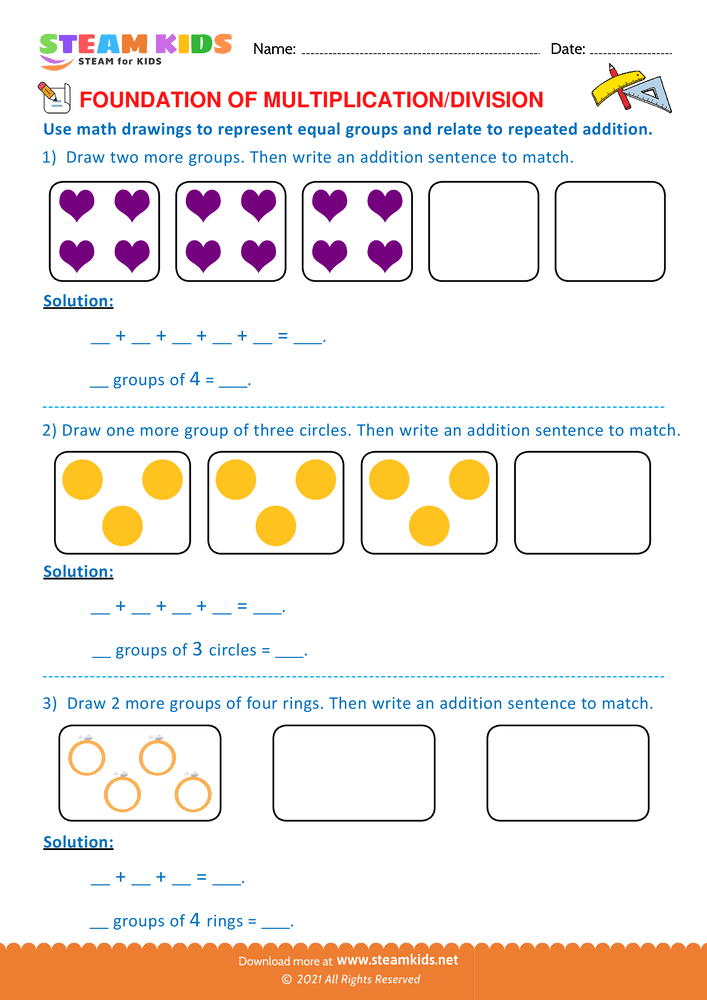 Foundation of Multiplication and Division - Addition Worksheet For ...