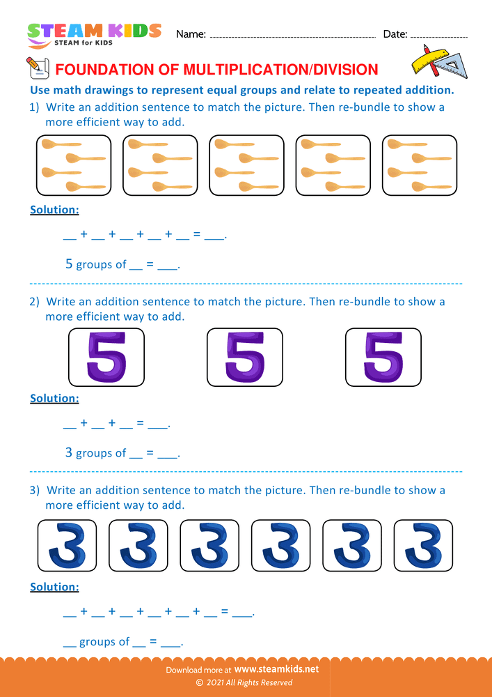 Foundation of Multiplication and Division - Addition Worksheet For ...