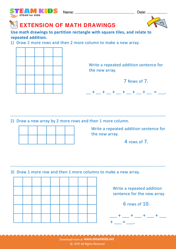 Free Math Worksheet - Extension of Math Drawings - Worksheet 4 - STEAM KIDS
