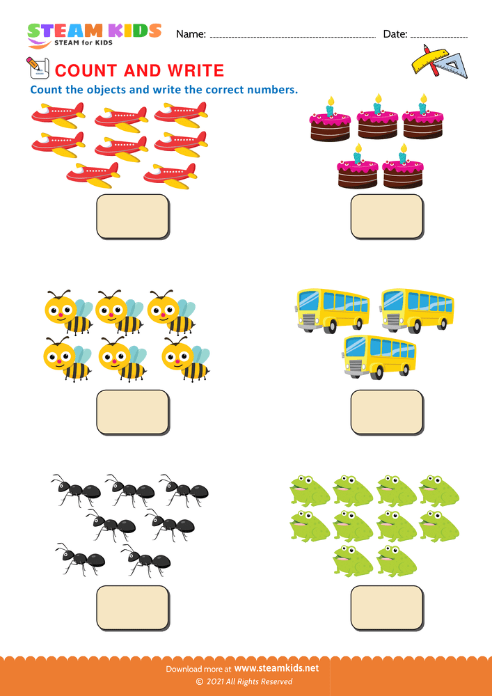 Free Math Worksheet Count And Write Worksheet 1 STEAM KIDS Free Math Worksheet Count And Write Worksheet 1 STEAM KIDS