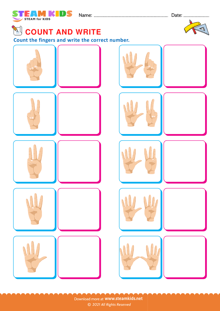 Counting Objects - Counting Worksheet For Kindergarten - STEAM KIDS