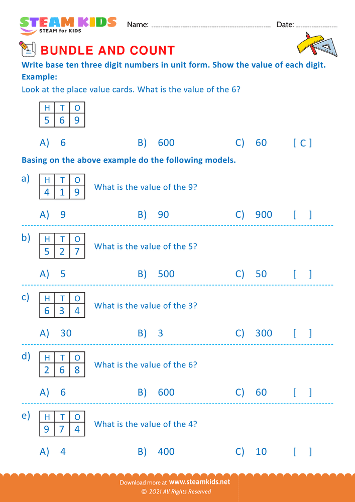 Free Math Worksheet - Bundle and Count - Worksheet 70 - STEAM KIDS