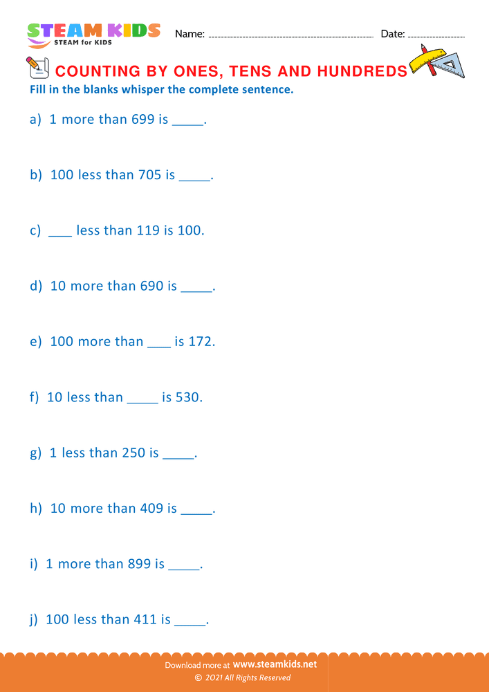Counting Worksheets For Grade 2 - STEAM KIDS