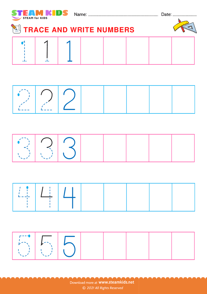 Write numbers - Numbers Worksheet For Preschool - STEAM KIDS