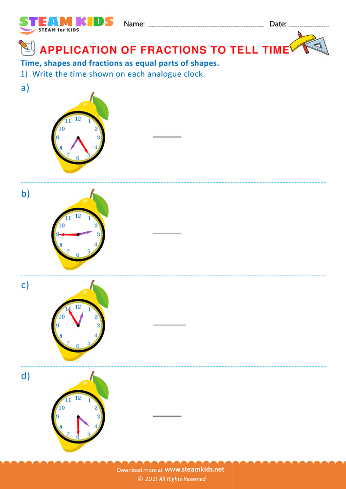 Telling Time - Time Worksheet For Grade 2 - STEAM KIDS