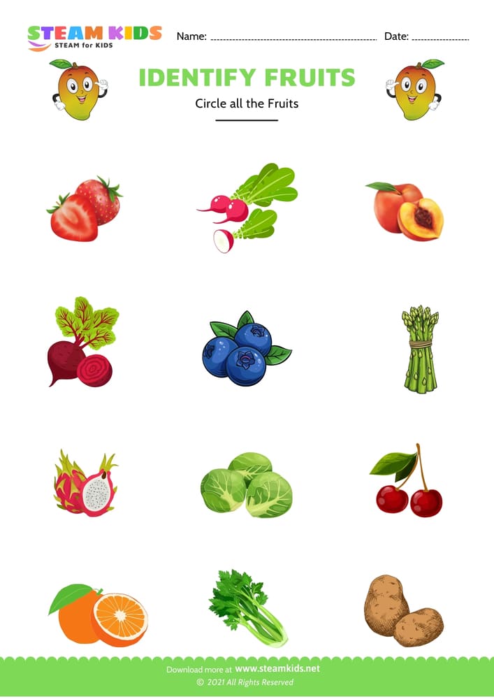 Free Science Worksheet - Identify fruit - Worksheet 2 - STEAM KIDS